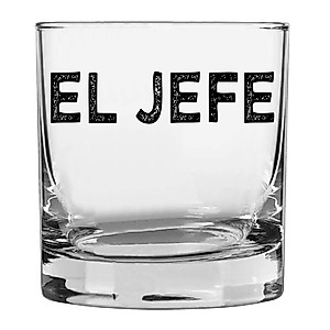 Spotted Dog Company Printed 11oz Whiskey Glass - El Jefe/The Boss - Boss Day Gift, Manager Director Gift - Grit, National Boss Day Gifts Best Boss Ever Funny
