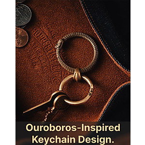COPPERTIST.WU Ouroboros Snap Brass Keychain Keyring Spring Clip Ring with Key Ring