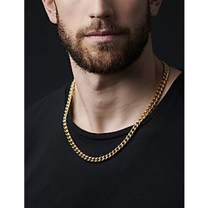 Waitsoul 925 Sterling Silver Cuban Chain Lobster Clasp 8mm 18K Gold Over Cuban Link Curb Chain Necklace for Women Men Diamond Cut 20 Inches