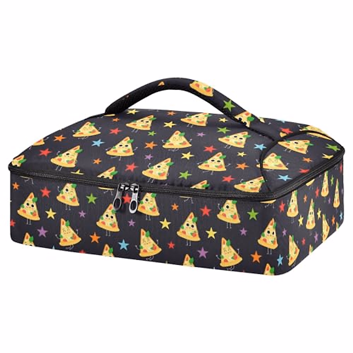 Kcldeci Insulated Thermal Food Carrier Insulated Casserole Carrier for Hot or Cold Food,Pizza Slice Cute Fast Food Insulated Tote Bag for Potluck Cookouts Parties Picnic,Lasagna Lugger