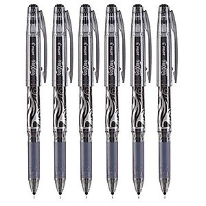 Pilot FriXion Point Gel Stick Pen, Extra Fine Point, Erasable, 0.5mm, Black Ink, 6 Count