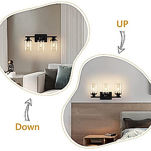 RyaHQ Bathroom Light Fixtures Over Mirror Bathroom Vanity Light Fixture 3 Light Vanity Lights for Bathroom Vanity Lighting Fixtures Wall Sconce Wall Lamp Wall Light Fixtures Black