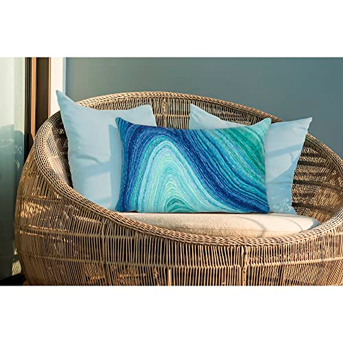 Liora Manne Visions III Pillow-Abstract, Ripples Gulf 12" x 20"