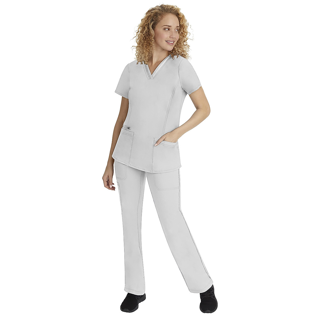 Healing Hands Scrub Top for Women with 3 Pockets and Easy Care, 2-Way Stretch Fabric 2278, M, White