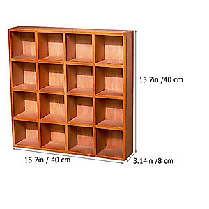 Cabilock 16 Compartment Wood Freestanding Wall Mounted Shadow Box Display Shelf Shelving Unit Desktop Wall Shelf Rack Decorations