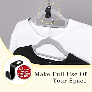 Non Slip Hangers 20 Pack, Clothes Plastic Hangers, Thin Hangers Plastic, Hangers Non Slip, Heavy Duty Hangers, 360° Swivel Space Saving Hangers with Clothes Hooks for Shirts, Pants, Dress (Grey)