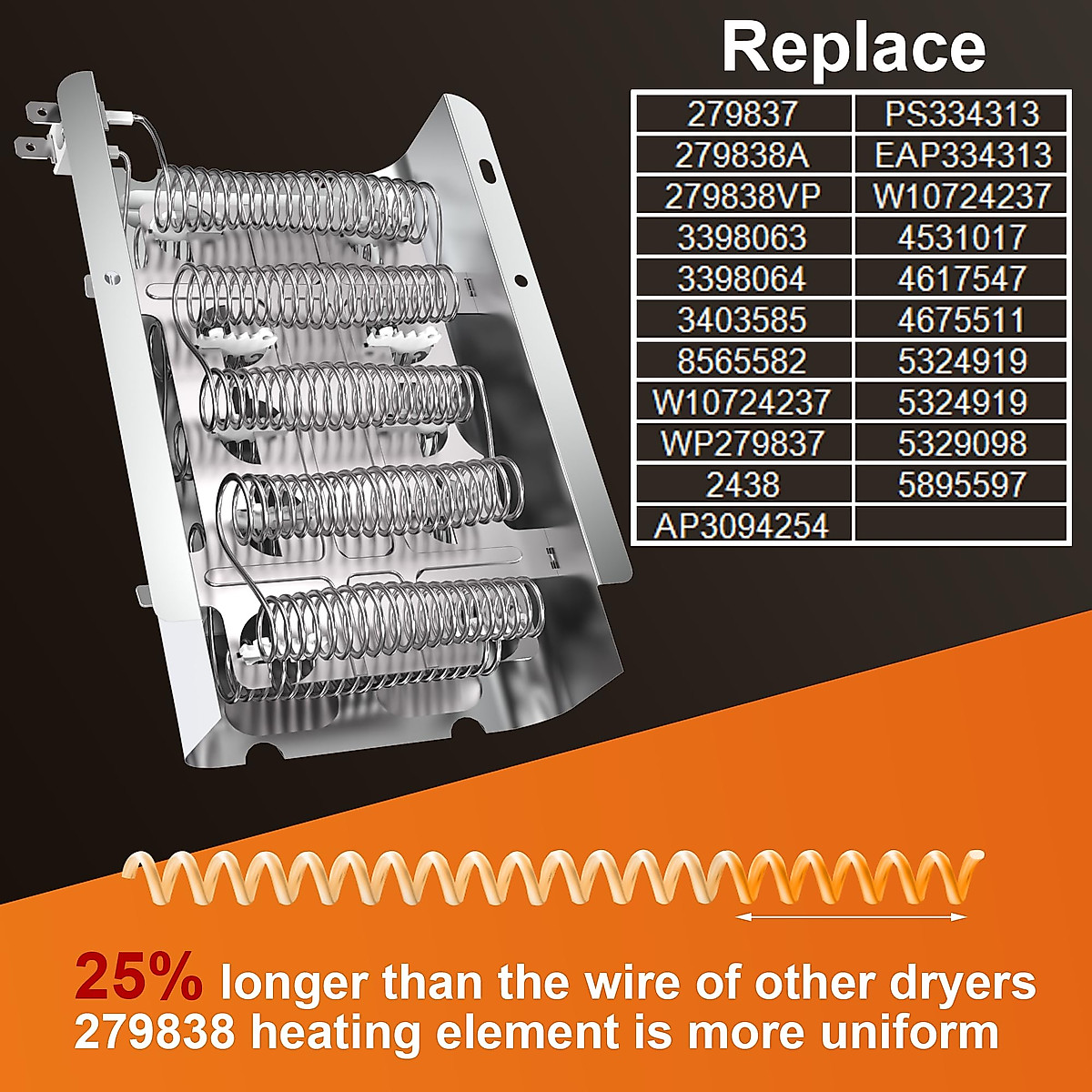2024 Upgraded 279838 Dryer Heating Element W10724237 3403585 For Whirlpool wed4815ew1 Kenmore 110 Cabrio May.tag Roper red4516fw0 Amana Admiral aed4675yq1 Thermostat Fuse Kit 3387134 3977393 byRomalon