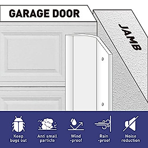 FOSLUOC Garage Door Seal Top and Side Seal Strip 34FT White Adhesive Backed Rubber Weather Stripping Replacement Weatherproofing Universal Sealing Professional.