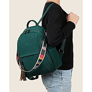 FADEON Small Backpack Purse for Women, Leather Handbags Designer Cute Roomly Ladies Shoulder Bag with Tassel