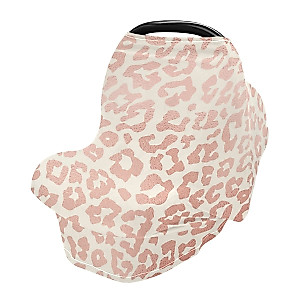 Nursing Cover Breastfeeding Soft Carseat Canopy Cute Rose Gold Leopard Print Cheetah Multi Use for Baby Car Seat Covers Canopy Shopping Cart Cover Scarf Light Blanket Stroller Cover