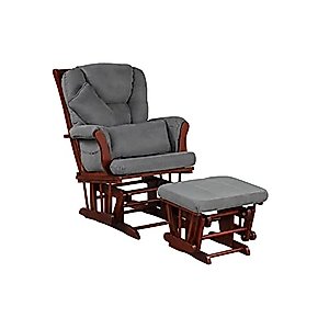Artiva USA Wood Glider Chair and Ottoman Mircofiber Cushion Set