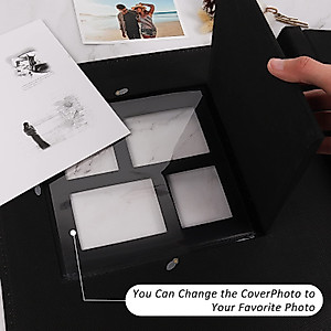 RECUTMS Photo Album 600 Pockets Leather Cover Black Pages Big Capacity for 4x6 Photos Book Hardcover Wedding Gift Valentines Day Present Family Baby Albums