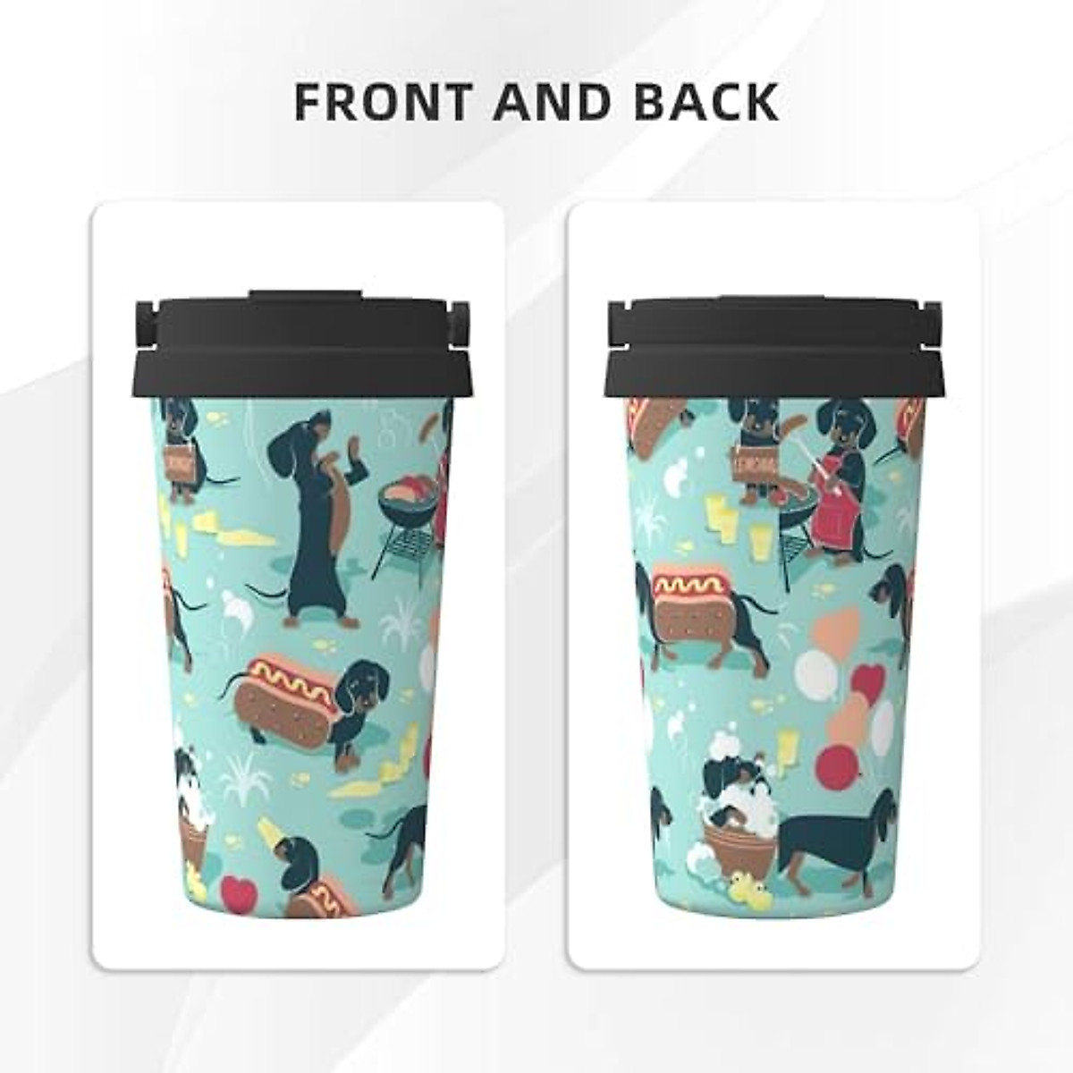 WANGXUEE Hot Dogs and Lemonade Print 500ml Stainless Steel Travel Tumbler Double Wall Vacuum Insulated Coffee Mug