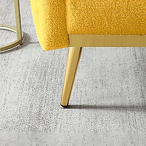 Penifun Teddy Accent Modern Side Gold Legs & Waist Pillow, Single Sofa Couch Armchair Reading Chairs for Living Waiting Room Bedroom Yellow