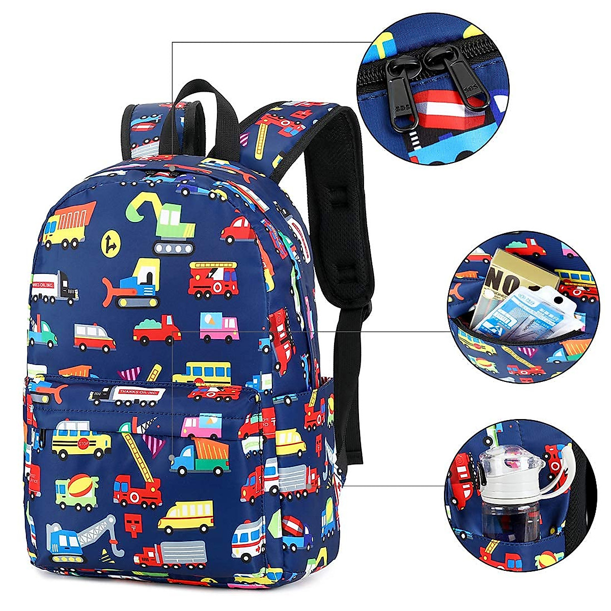 Bluboon Backpack for Kids Boys Preschool Kindergarten Backpack With Lunch Box School Bookbags (Navy Blue)