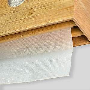 eBun Bamboo Paper Towel Dispenser - Multifold, C Fold & Trifold Paper Towel Holder, Wood Bathroom Wall Mount Napkin Dispenser, Folded Towel Holder Countertop, Commercial Hand Towel Dispenser