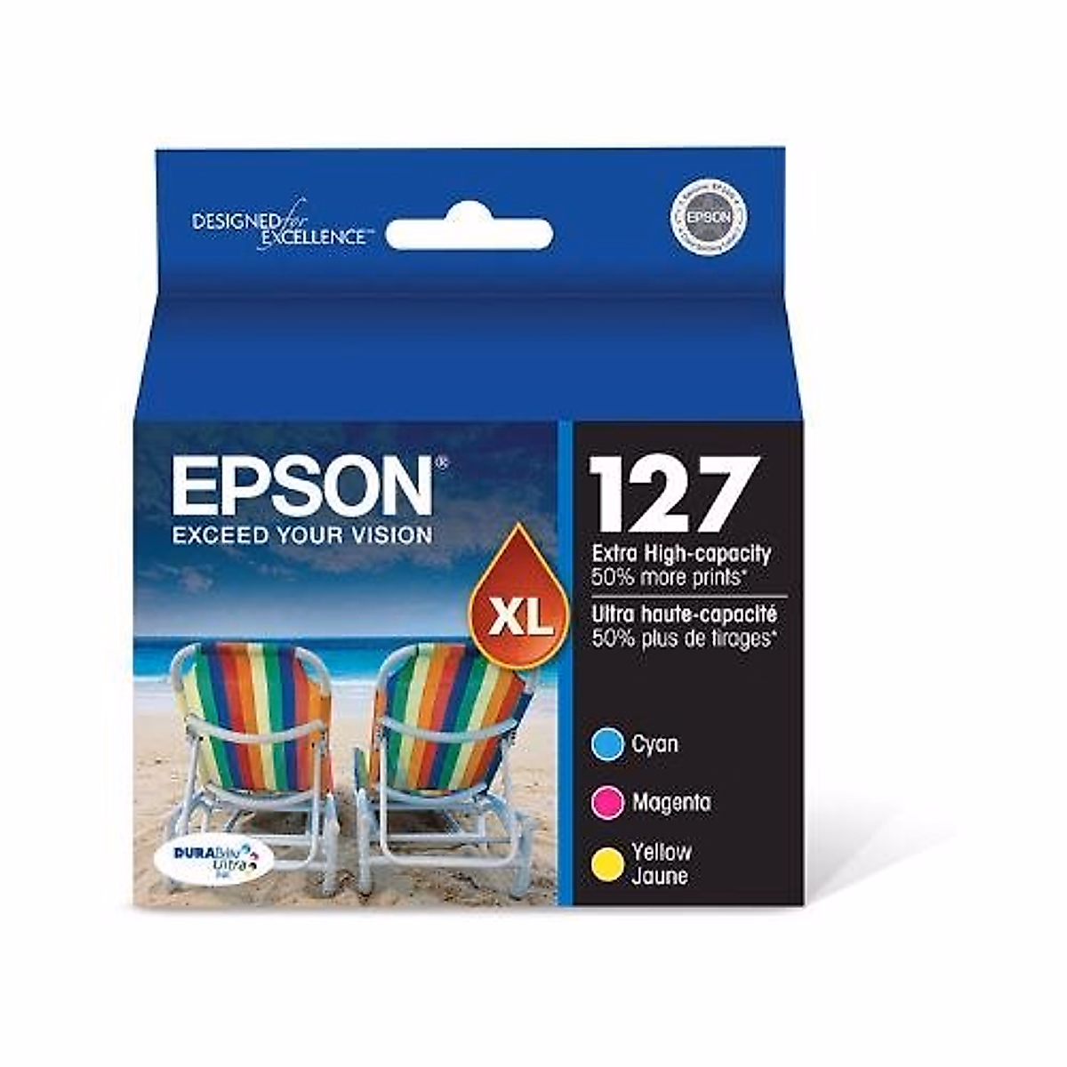 Epson T127520 OEM Ink - (127) Stylus NX530 625 Workforce 60 545 630 633 635 645 840 845 3520 7010 7510 Extra High Capacity Color Ink Combo Pack (Includes 1 Each of OEM# T127220 T127320 T127420) (3 x 755 Yield) OEM