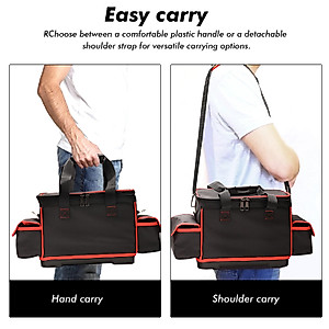 Air Compressor Bag, Compatible with Milwaukee M18 Inflator 2848-20, Air Pump and Battery Charger Carrying Box for Milwaukee, Holds 18V 3.0/4.0/5.0/6.0/6.5/7.0/8.0/9.0 Ah Battery, Black, Bag Only