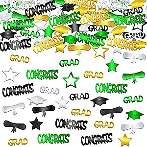 Graduation Confetti 2023 - Pack of 1000 | Grad Confetti, Green and Gold Graduation Decorations | Graduation Centerpieces for Tables 2023 | Green Graduation Party Decorations 2023 Confetti Graduation