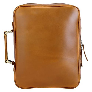 Elizo Genuine Real Leather Bible Cover with Zipper, Bible Case for Women Bible Cover for Men Medium, Bible Bag Book Cover Bible Holder Bookmark Religious Christian Gifts Carrying Case, Savanna