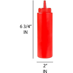 BRIGHTFROM Condiment Squeeze Bottles, RED/YELLOW 8 OZ Empty Squirt Bottle with Wide Neck - Great for Ketchup, Mustard, Syrup, Sauces, Dressing, Oil, BPA FREE Plastic - 2 PACK