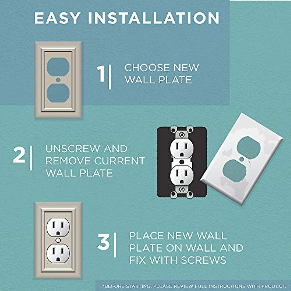 Franklin Brass Classic Architecture (1-Pack) Decorative Light Switch Cover Brushed Nickel 1-Gang Decorator/Rocker Wall Plate Single Switch Plate Cover Electrical Outlet Covers W35219-SN-C