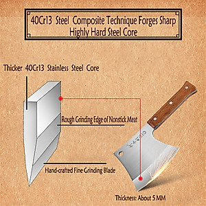 Professional Bone Cleaver Knife Stainless Steel Wood Handle Heavy Duty Chinese Kitchen Knife Chef Knife Meat Cutter