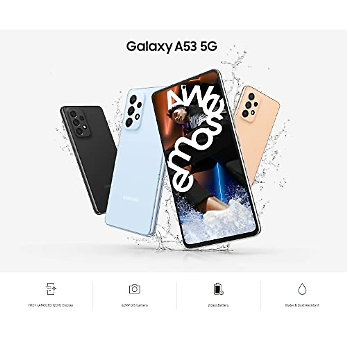 Samsung Galaxy A53 5G (SM-A536E/DS) Dual SIM,128 GB 6GB RAM, Factory Unlocked GSM, International Version - No Warranty - (Awesome Blue) (Renewed)