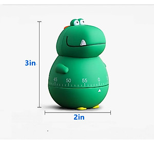 Cute Dinosaur 100% Mechanical Egg Kitchen Timer for Kids Cooking/Reading/Classroom/Do Sports(Dinosaur, Green)