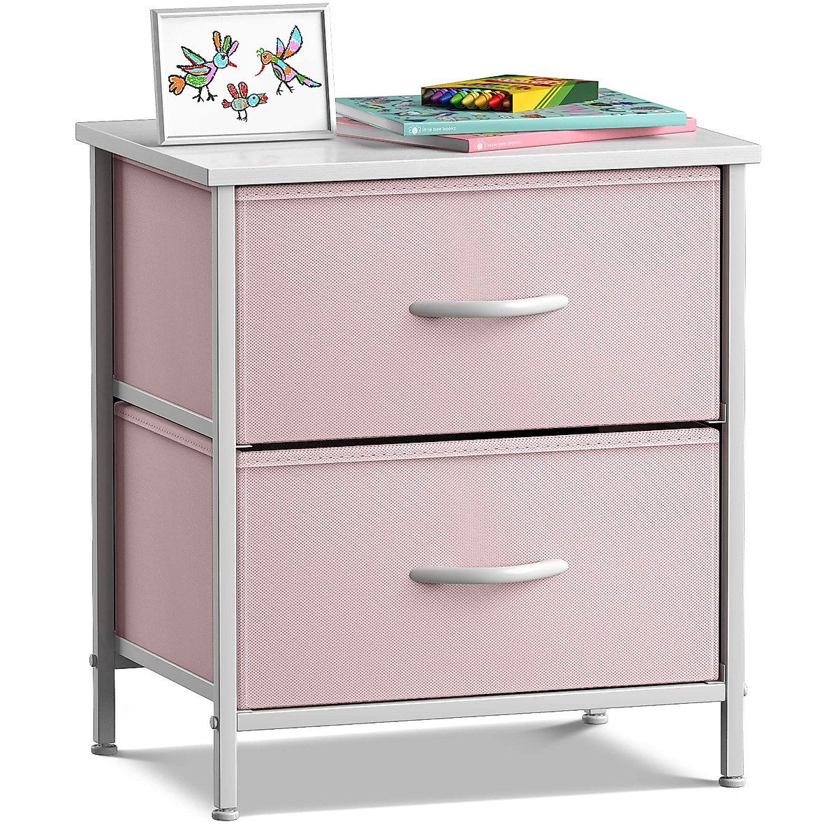 Sorbus Kids Dresser with 10 Drawers and 2 Drawer Nightstand Bundle - Matching Furniture Set - Storage Unit Organizer Chests for Clothing - Bedroom, Kids Rooms, Nursery, & Closet (Pink)