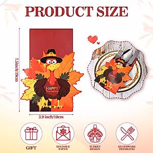 48 Pieces Thanksgiving Cutlery Holder Set Silverware Paper Pocket Pouch Thanksgiving Turkey Utensil Decor Thanksgiving Autumn Harvest Fall Halloween Party Favor Supply Table Decoration