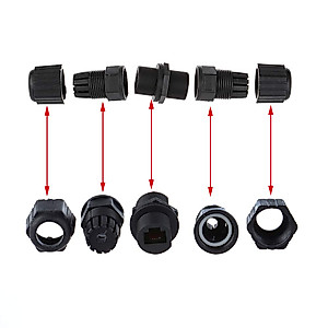 ANMBEST 5PCS M20 RJ45 Waterproof Cat5/5e 8P8C Connector IP67 Ethernet LAN Cable Connector Double Head Outdoor LAN Coupler Adapter Female to Female