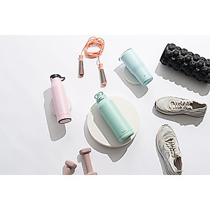 ZULU Ace 24oz Vacuum Insulated Stainless Steel Water Bottle with Chug Spout, Leak-Proof Locking Lid and Removable Base, Metal Reusable Bottle for Sports Gym Travel, Pink Cashmere