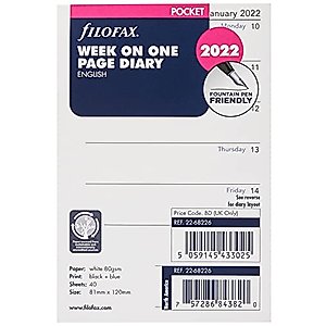 Filofax Pocket week per page English 2022 diary