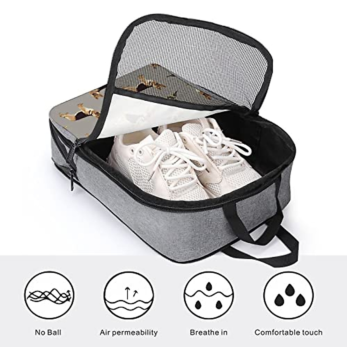 Frcavbin Gray Dog Puppy Travel Shoe Bag Shoes Carrier with Handle and Zipper Foldable Shoe Puches Organizer for Home storage School starts