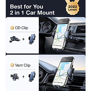 VICSEED Universal CD Phone Holder for Car - Off-Road Level Super Sturdy with Bonus Air Vent Clip, Fits All Phones and Cases, 360 Rotation for Safe Driving