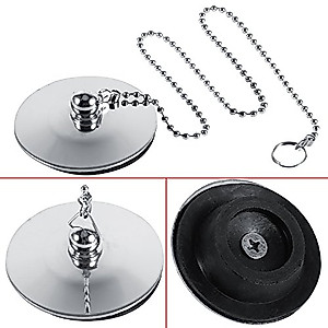 Drain Stopper Bathroom Sink Bathtub Accessories Hair Catcher Trap Strainer,Tub Stopper,Chrome Kitchen Sink Bathroom Bathtub Drain Cover Stopper Solid Metal Waste Plug with Chain