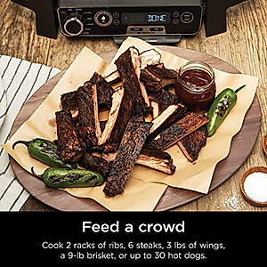 Ninja OG751 Woodfire Pro Outdoor Grill & Smoker with Built-In Thermometer, 7-in-1 Master Grill, BBQ Smoker, Air Fryer, Bake, Roast, Dehydrate, Broil, Ninja Woodfire Pellets, Portable, Electric, Grey