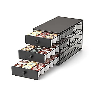 Nifty Coffee Pod Drawer – Black Satin Finish, Compatible with K-Cups, 54 Pod Pack Capacity Rack, 3-Tier Holder & Storage, Stylish Home or Office Kitchen Counter Organizer