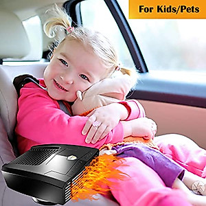 12V 180W Car Heater,360°Rotatable Car Defroster Defogger Portable Fan 2 in 1 Heating and Cooling Fan Plug in Cigarette Lighter Plug(Red)