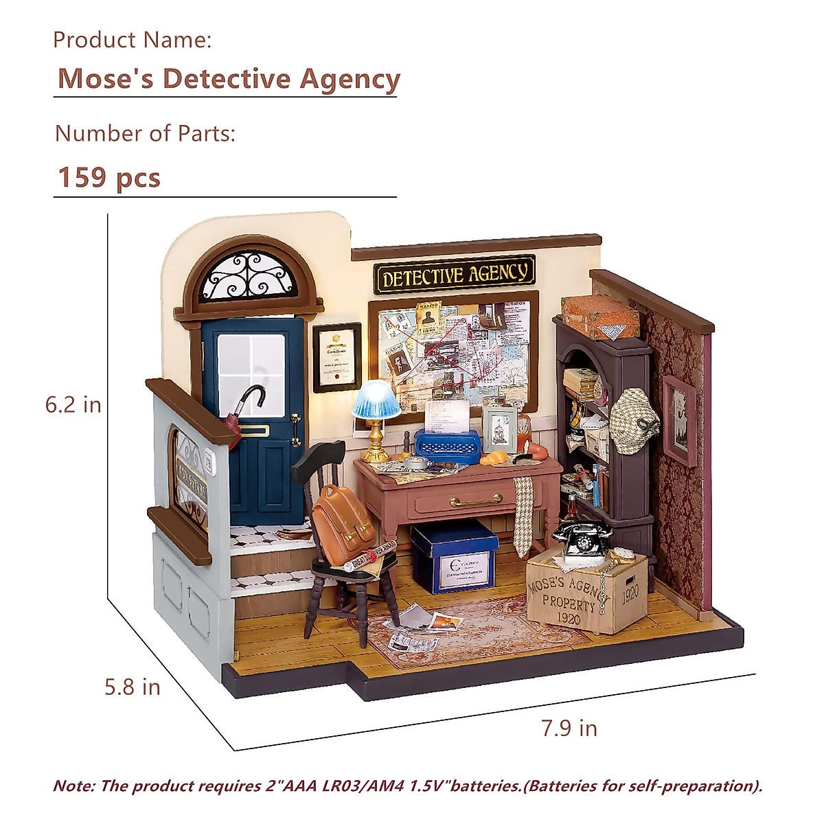 ROBOTIME DIY Miniature House Kit - 1:20 Scale Dollhouse Room Kit with LED Light - Mini House Kit with Furniture Best Birthday Gift