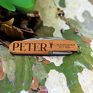 Set of 6 - Personalized Pocket Knife for Groomsmen - 8-Function Multi-Tool Custom Knives - Engraved - Groomsmen Gifts for Wedding, Groomsman Proposal Gifts