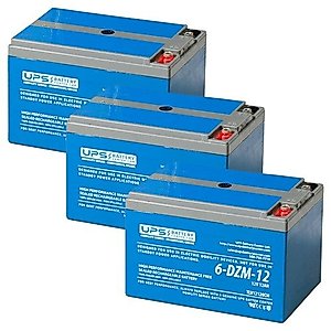 ZapWorld Zappy 3 Pro Flex 12V 12Ah (3X 6-DZM-12) Scooter Replacement Battery Set by UPSBatteryCenter