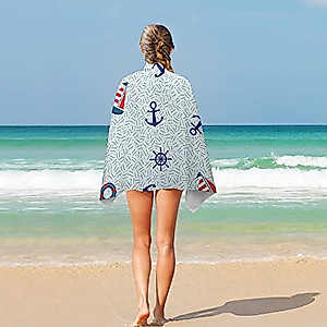 My Little Nest Bath Towels Quick Dry Bathroom Towels Sailboat Anchor Steering Wheel Absorbent Shower Towels Soft Hand Towel Wash Cloths for Spa Pool Hotel Gym 31" x 51"