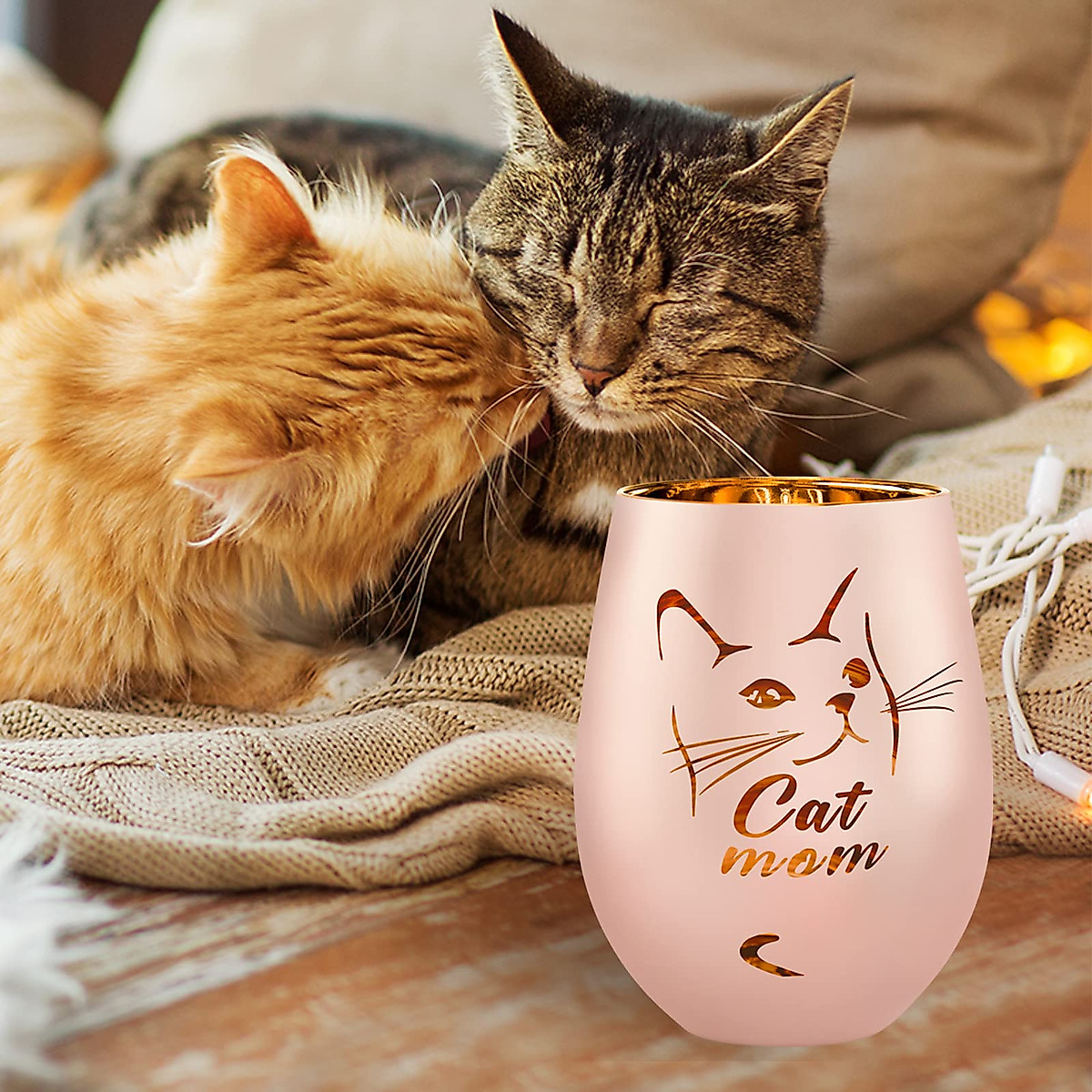 xilaxila Cat Mom Gifts - Funny Cat Lover Gifts for Women - Mothers Day Birthday Gifts for Mom - Cat Gifts for Cat Lovers - Cat Wine Glasses (Cat Mom)