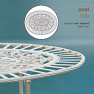 ALPINE 3-Piece Floral Bistro Outdoor Conversation Set for Patio, Yard, Garden, 28-Inch Tall, White