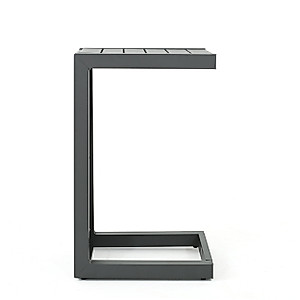 Christopher Knight Home Cape Coral Outdoor Aluminum Chaise Lounge and C-Shaped Side Table, Grey / Dark Grey