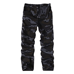 APTRO Men's Cargo Pants Camo Casual Work Military Tactical Pants Black Camo 34
