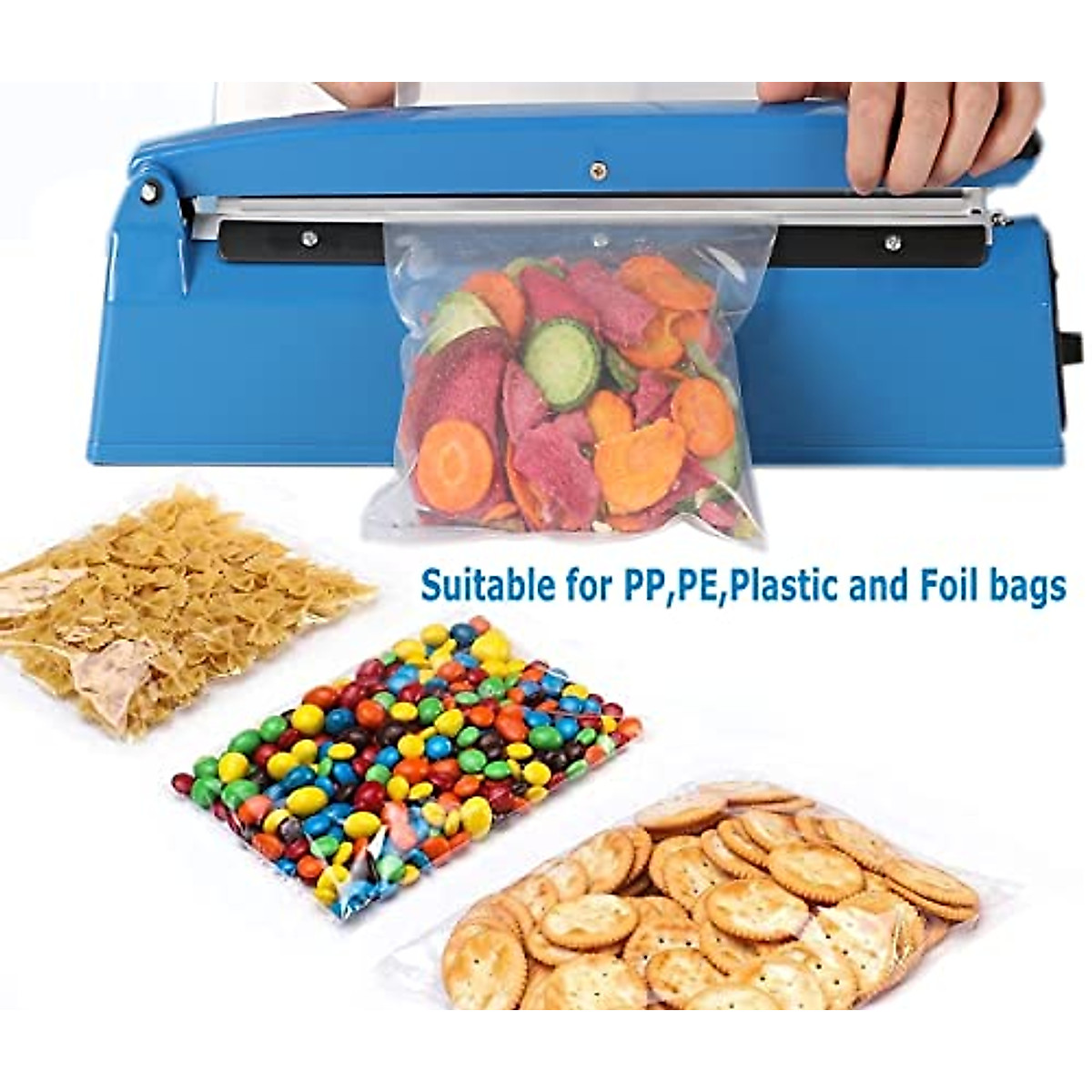 Impulse Heat Sealer Poly Bag Heat Sealer Sealing Machine Heat Seal Closer for Plastic Bags PE PP Bags with Extra Repair Kit (8 inch)