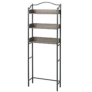 Zenna Home 3-Tier Over-The-Toilet Bathroom, Driftwood Gray/Pewter Spacesavers